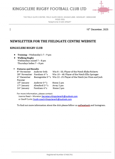 Kingsclere Community Association and The Fieldgate Centre website ...