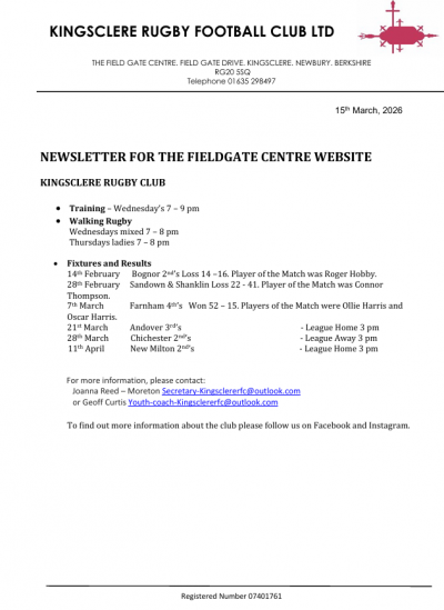 Kingsclere Community Association and The Fieldgate Centre website ...